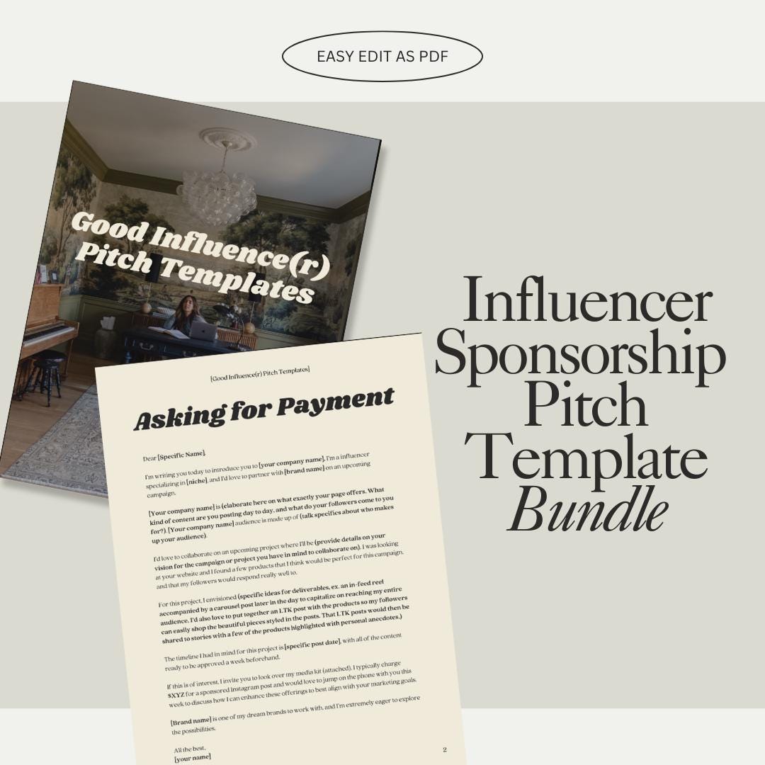 Sponsorship Pitch Template Bundle for Influencers and Content Creators ...