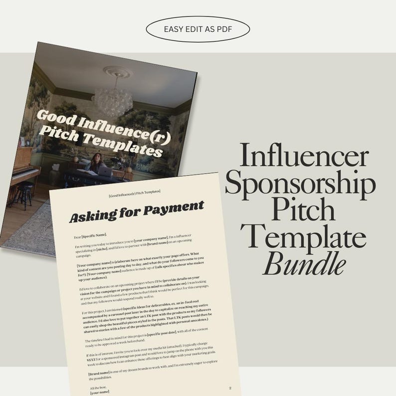Sponsorship Pitch Template Bundle for Influencers and Content Creators ...