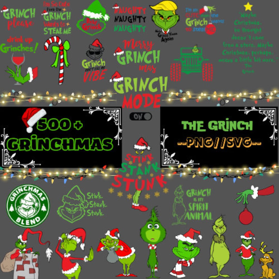 Grinch Face SVG Bundle, Grinch PNG Bundle, Cricut, Christmas Svg, My ...
