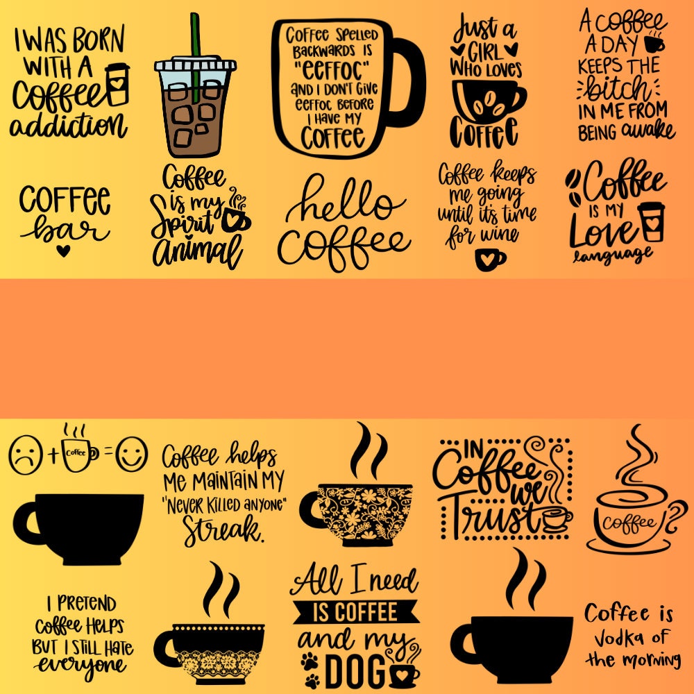 Coffee Svg Bundle Mug Svg Bundle Funny Coffee Saying Svg Etsy