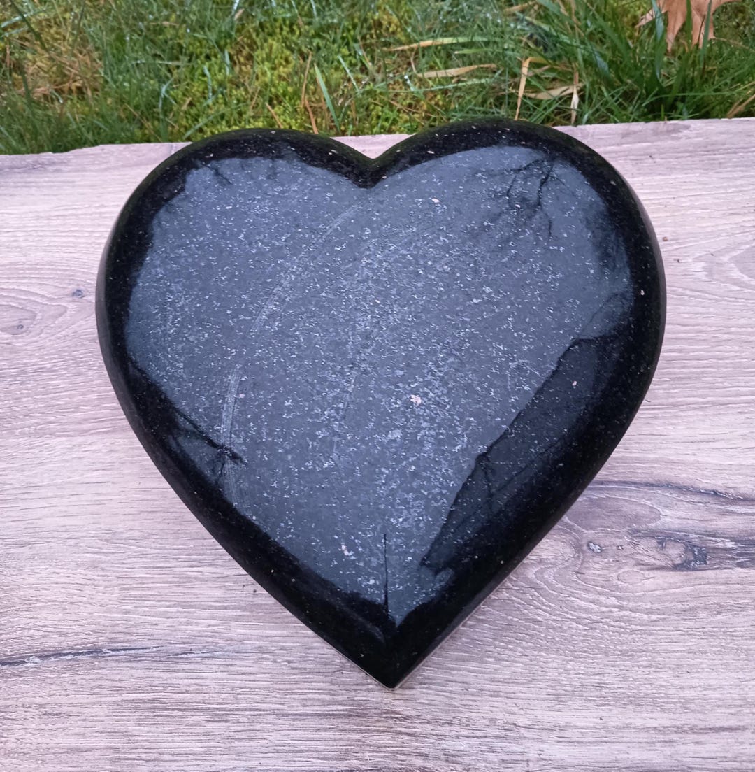 Star Galaxy Heart Gravestone in Black Granite – Elegant Heart-shaped ...