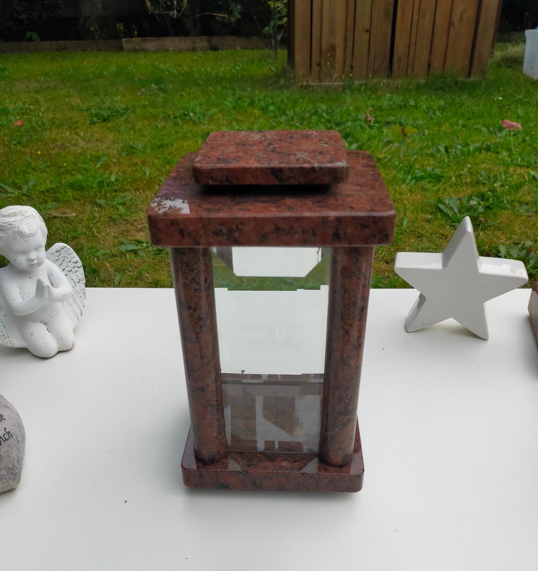 Grave Lamp Granite Vanga Cemetery Lantern Grave Decoration Glass Garb ...