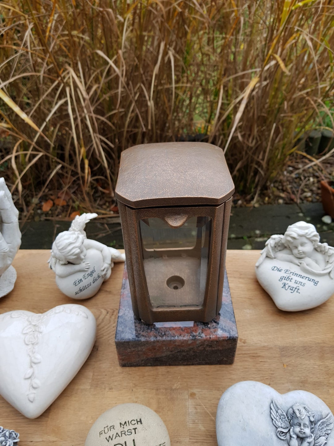 Bronze, Modern, Grave Lamp, Grave Light, Brown, Real Glass, Handmade ...