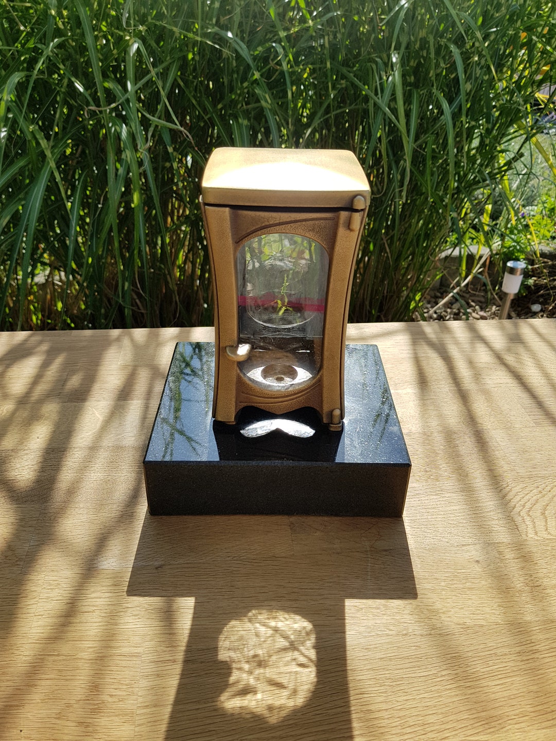 Small, Bronze, Grave Lamp With GRANITE BASE, Grave Light, Grave Lamp ...