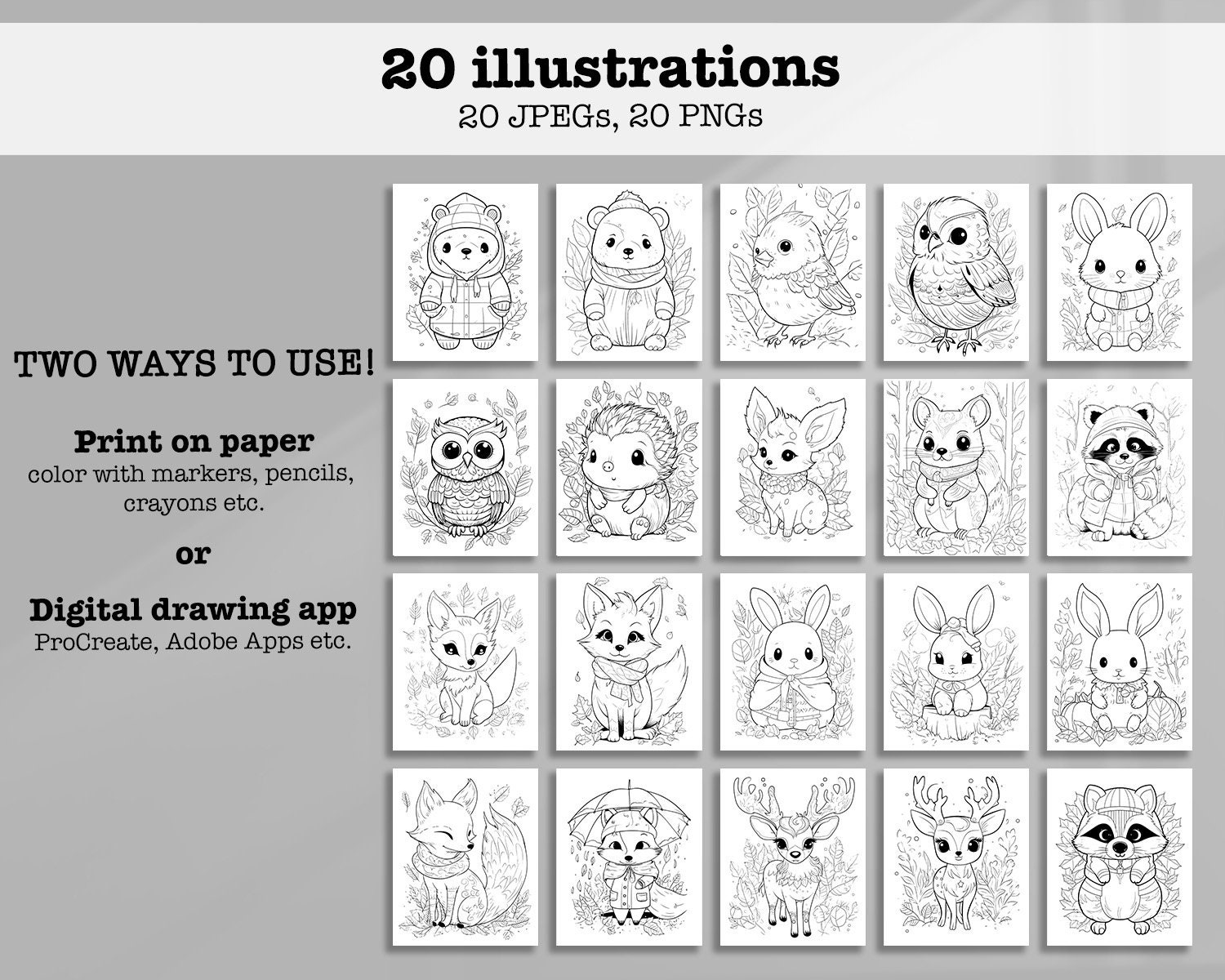 Fall Coloring Pages: Woodland Animals Adult/kids Coloring Book for ...