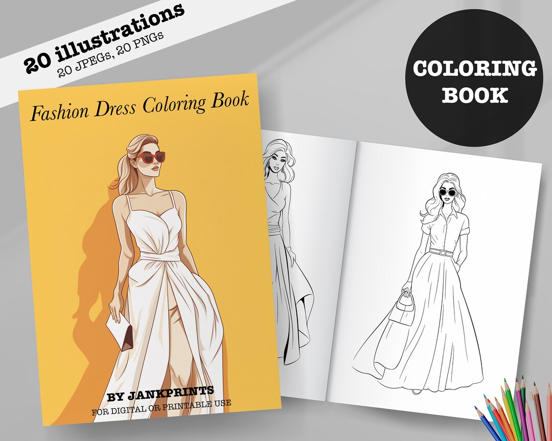 Fashion Coloring Book - Adult and Kids Coloring Pages for Digital or ...