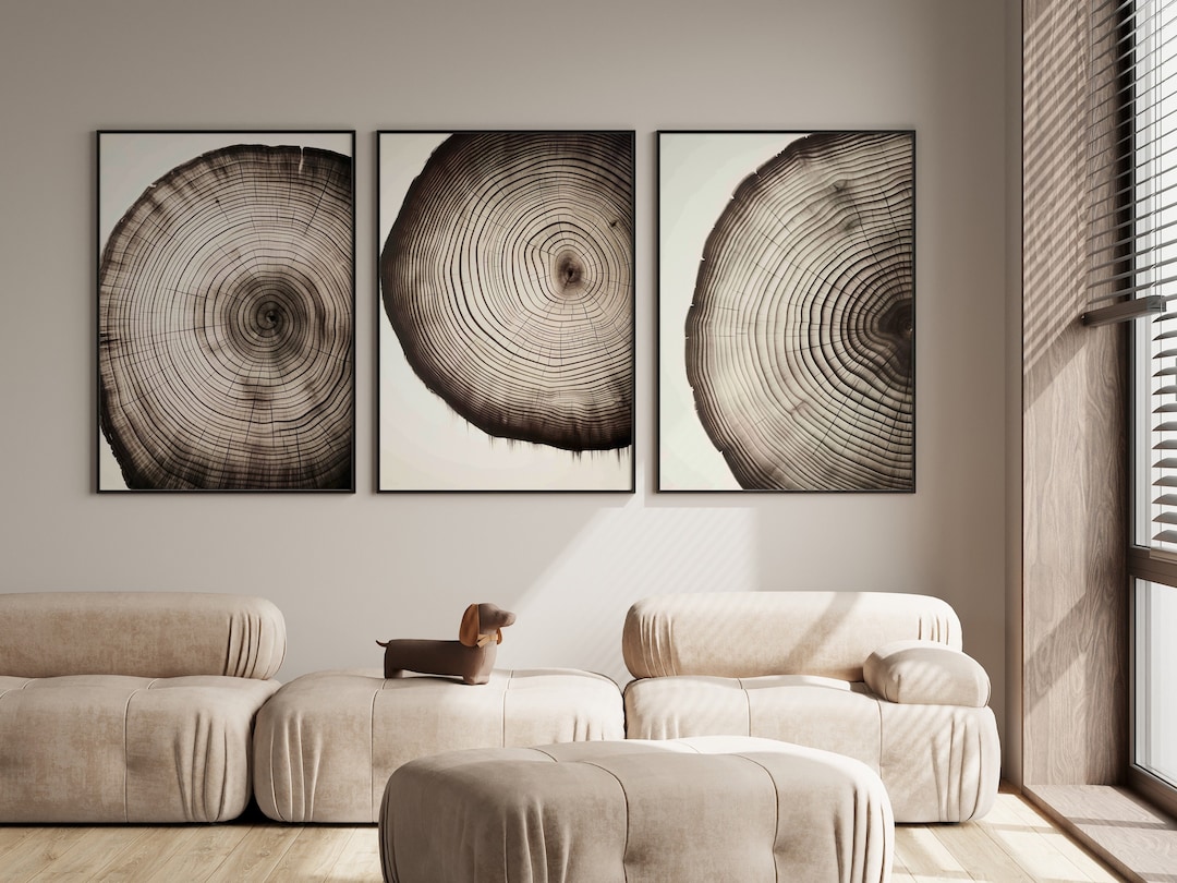 Tree Ring Print, Set of 3 Prints, Tree Ring Art, Nordic Prints Tree ...