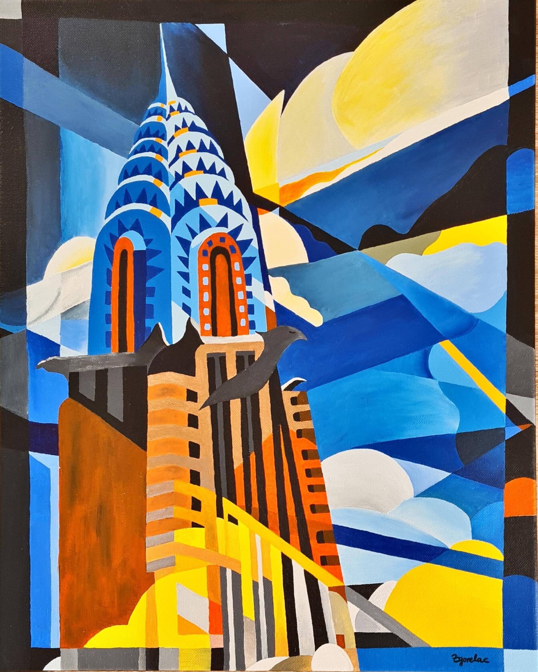 Chrysler Building Painting White Collar
