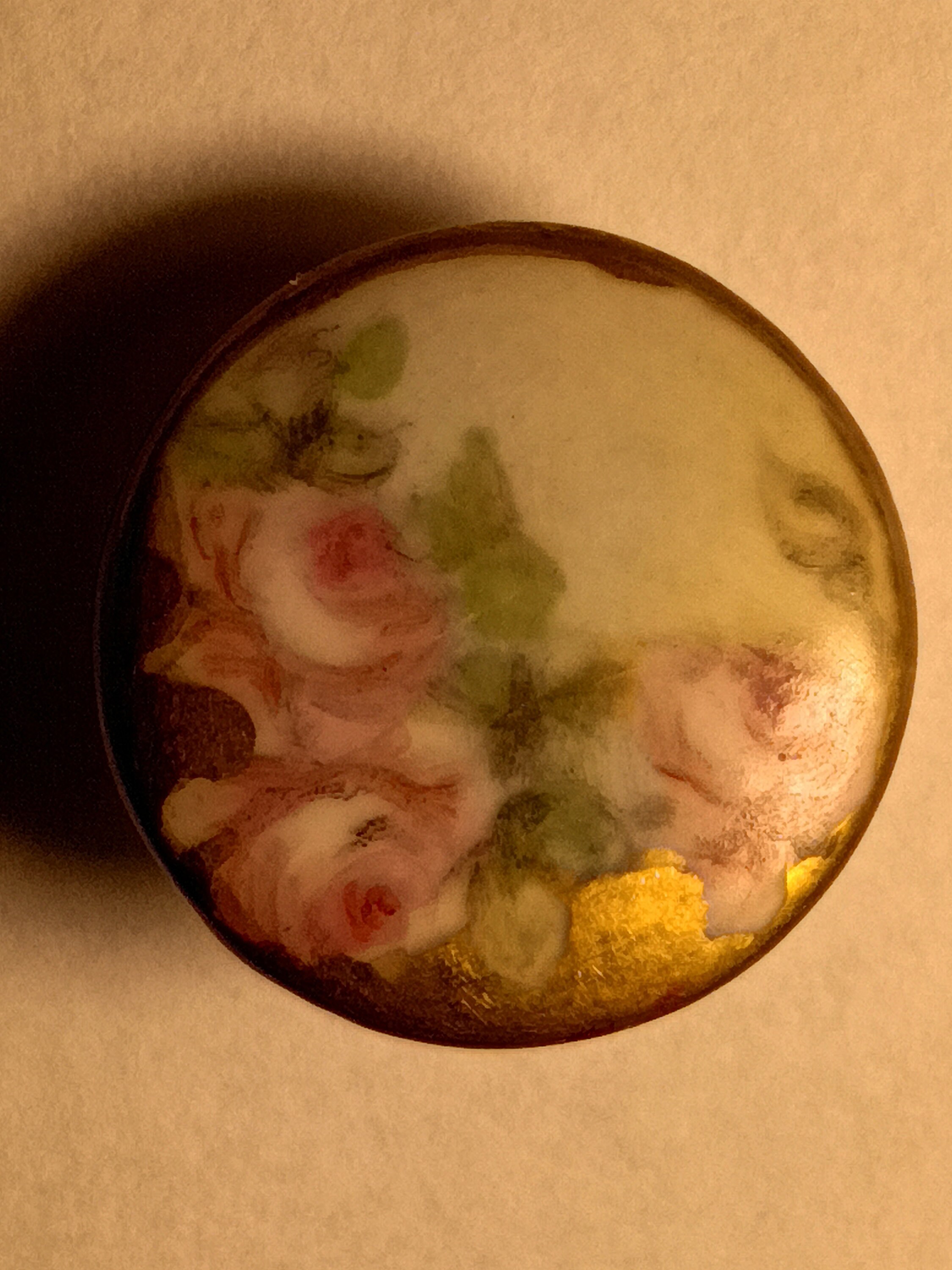 Victorian Hand-painted Stud Buttons - Pink Roses With Gold Trim - Etsy