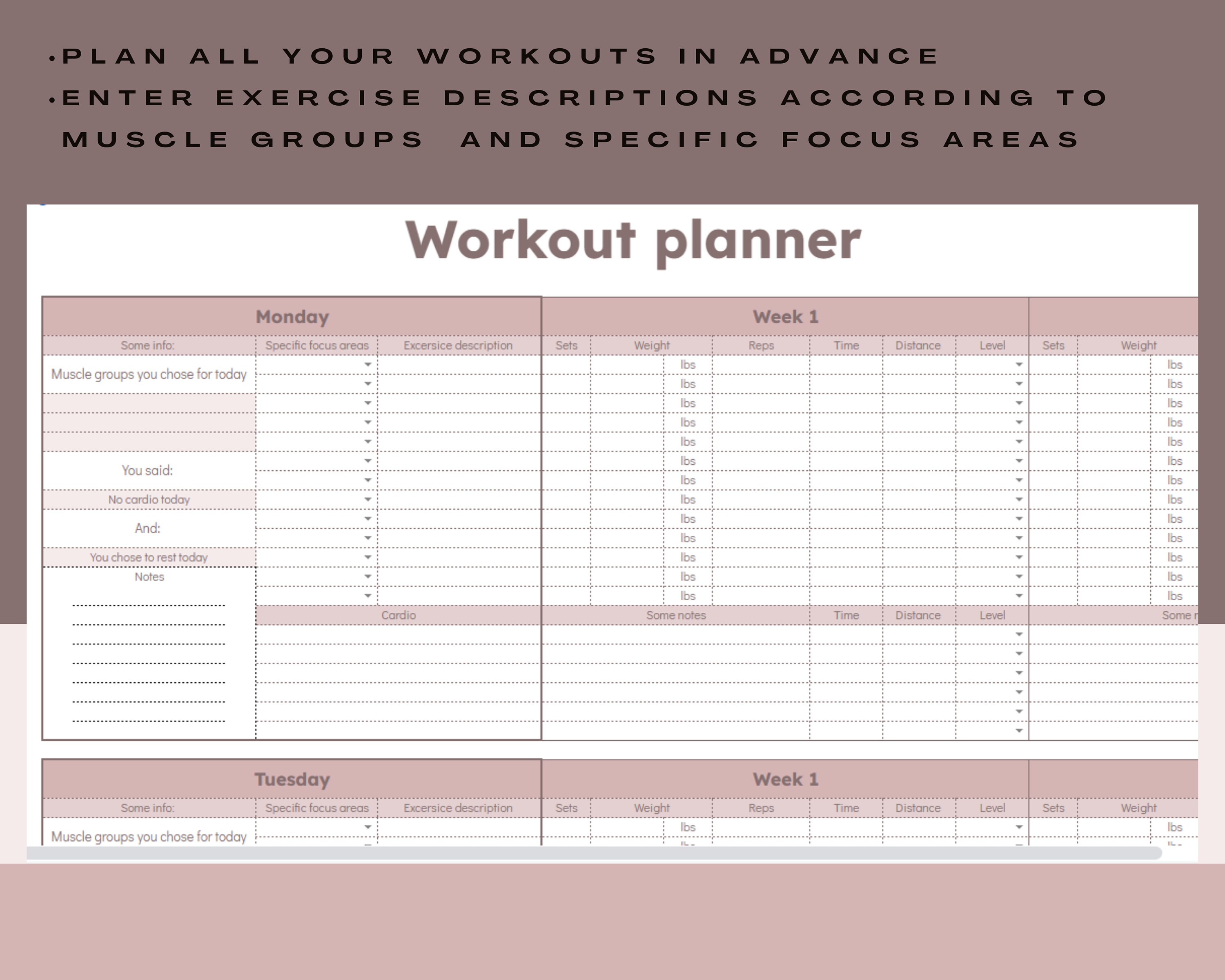 Weight Loss Tracker, Workout Planner, Google Sheets Fitness Planner ...