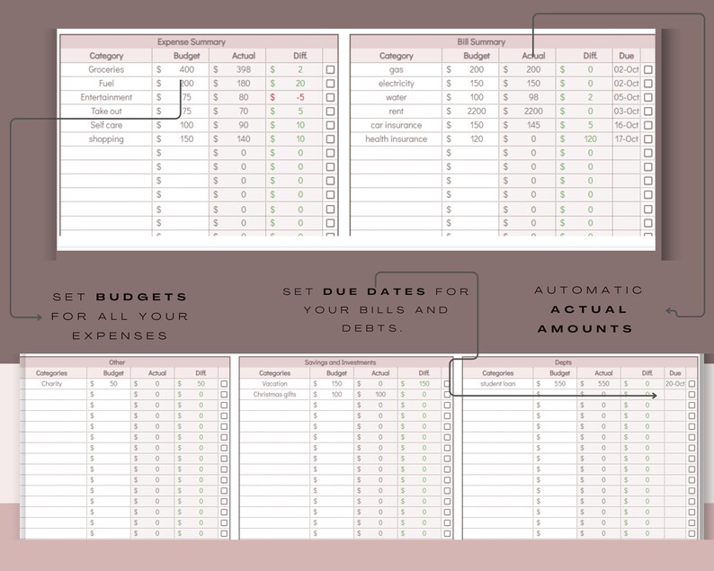 Simple Budgeting Spreadsheet for Google Sheets, Undated Monthly Budget Template, Weekly Budget ...