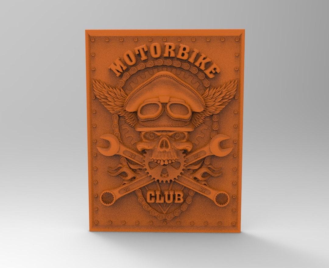 Engıne Club Skull Stl Files, CNC Router Engraver, Vetric, V-carve, CNC ...