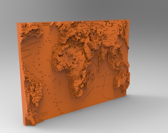 World Map, 3D STL Model for Cnc Users, CNC Router Engraver, V-carve ...