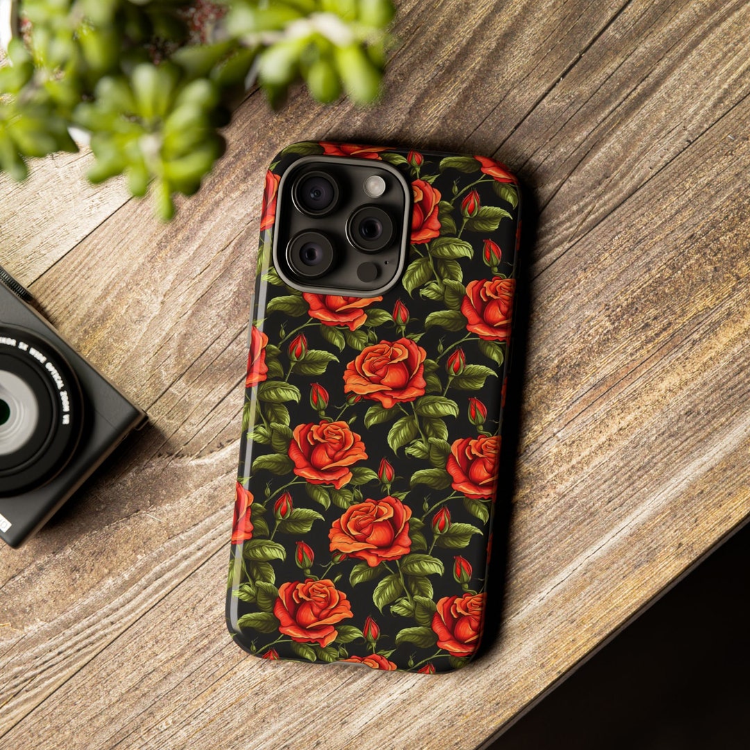Dark Red Roses Phone Case | Black Red Rose iPhone 15, 14, 13, 12, 11 ...