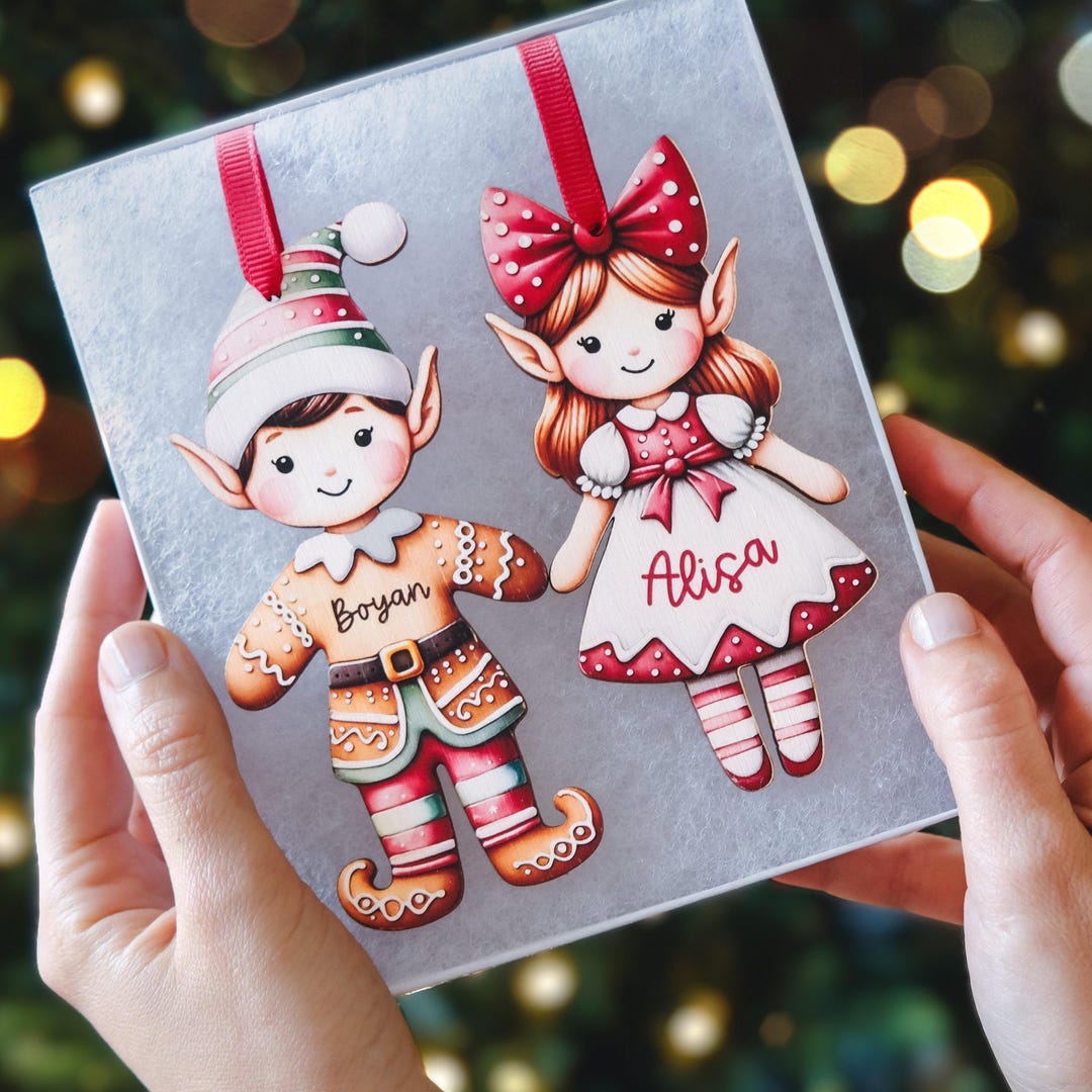 Personalized Elves - Girl & Boy [pack of 2] | Christmas Ornament With ...