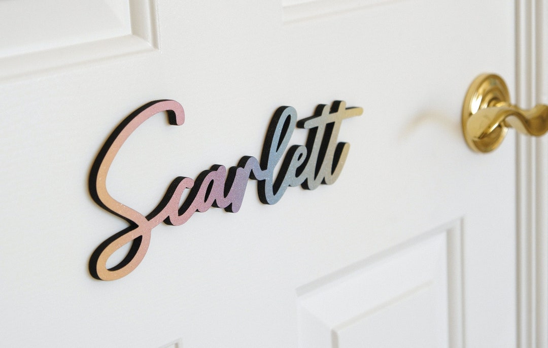 Colorful Door Name Sign - Personalized Bedroom Sign, Girl Door Sign ...