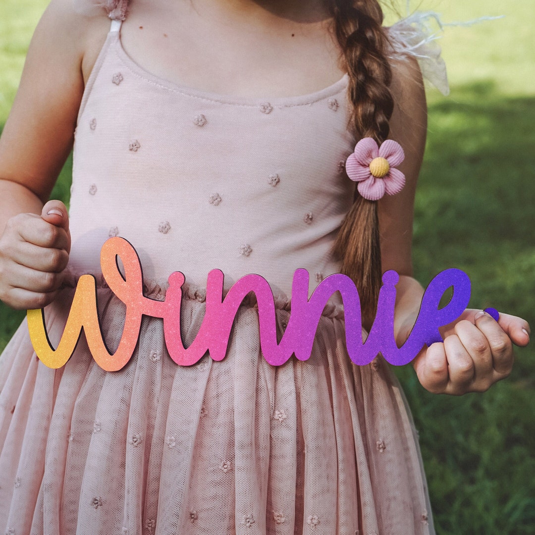 Colorful Name Sign - Rainbow Letters Art, Wooden Name Sign for Girl ...