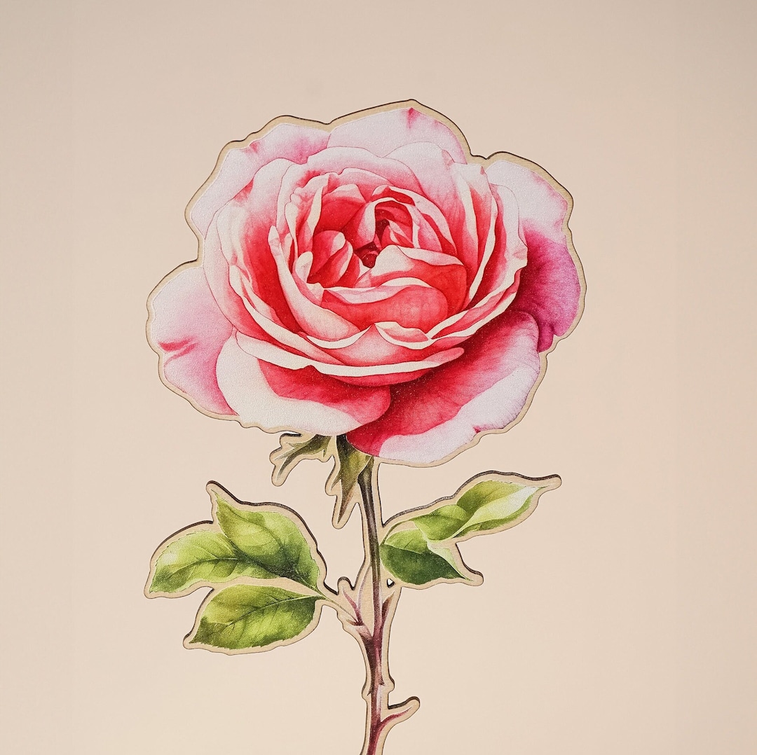 Wooden Rose Birth Month Flower, June Birth Flower, Personalized Wooden ...