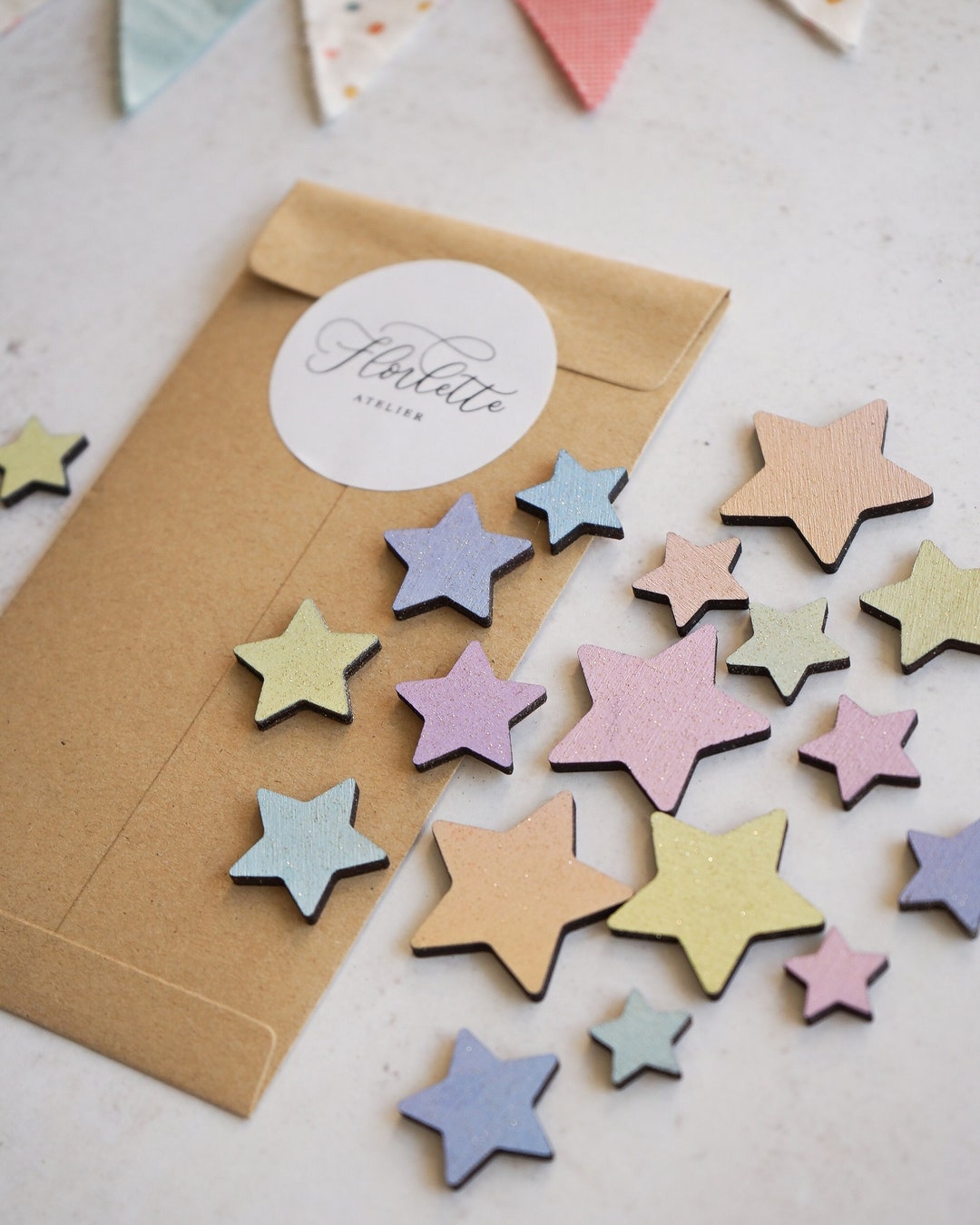 Wooden Stars With Glitter Effect Wooden Wall Stars, Rainbow Decor for ...