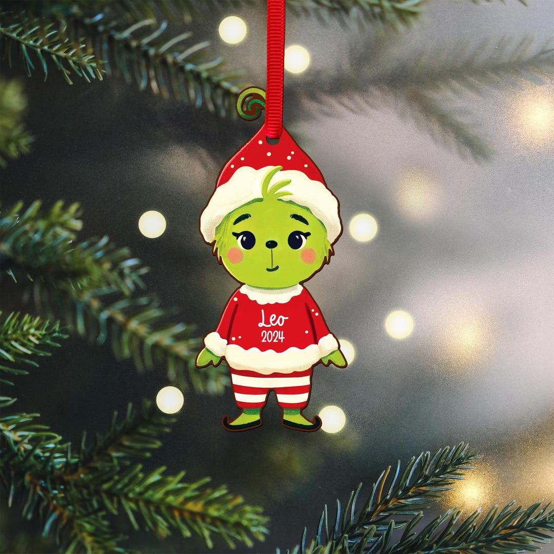 Grinch Boy Ornament Personalized - Grinch Family, Grinch Son, Little ...