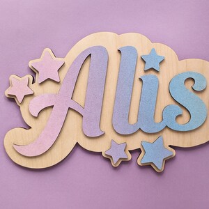 Cute Wooden Sign With Custom Name Personalized Letters With Star, Baby ...
