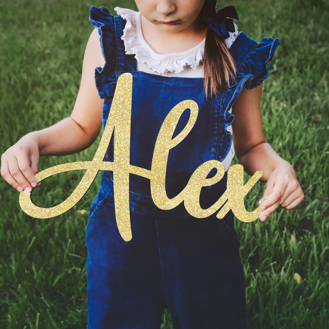 Glitter Wooden Name Sign With a Heart Silver Sign, Gold Sign, Rose Gold ...