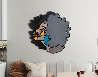 Wooden Decorative Standing Art Abstract Face Table Art for Home and ...