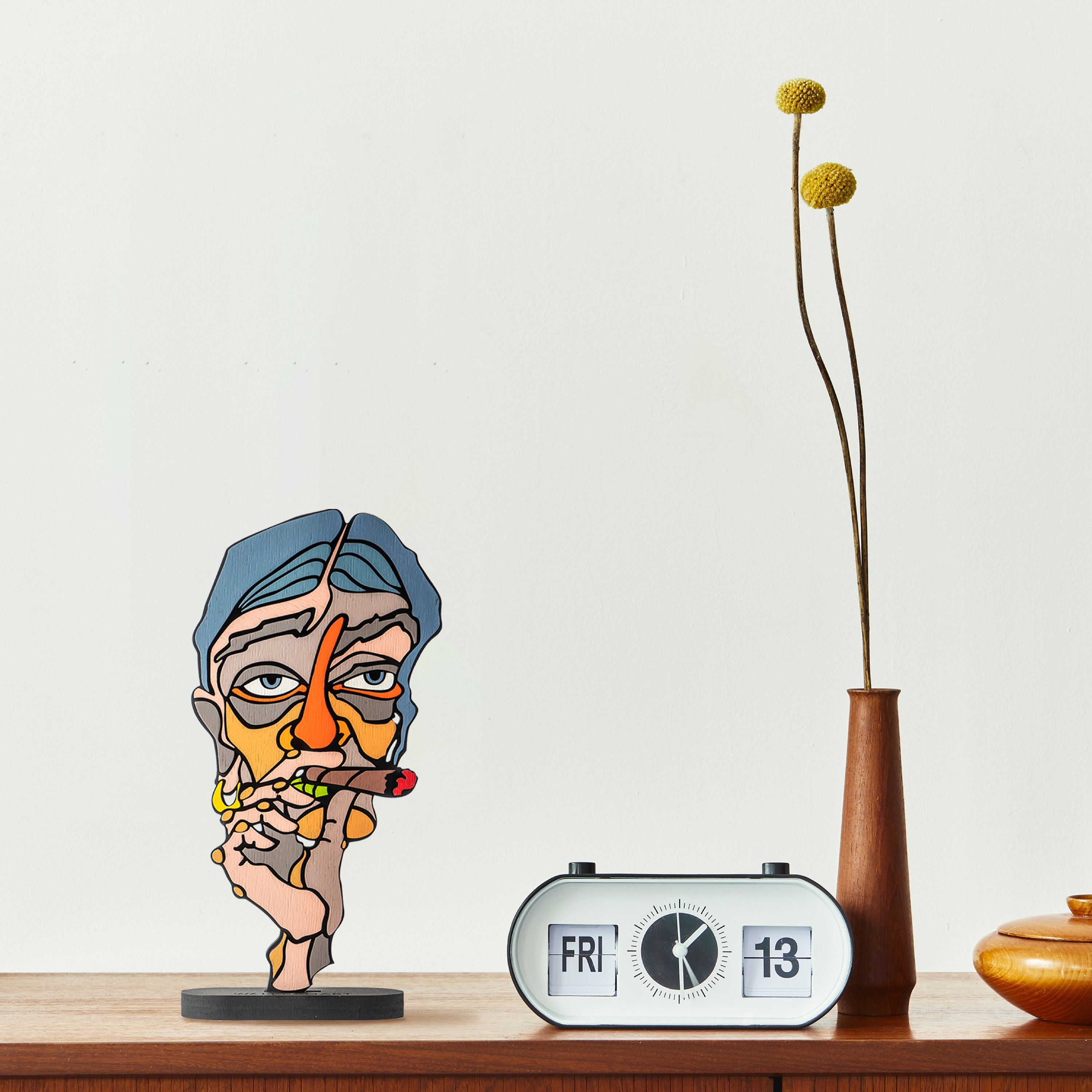 Wooden Decorative Standing Art Abstract Face Table Art for Home and ...