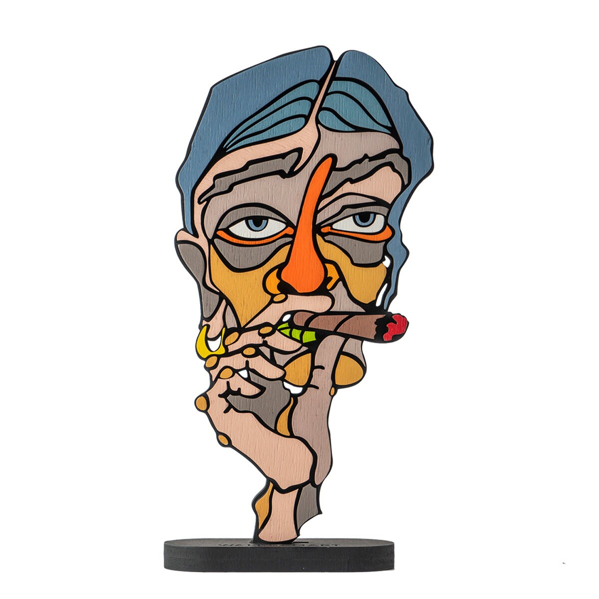 Wooden Decorative Standing Art Abstract Face Table Art for Home and ...