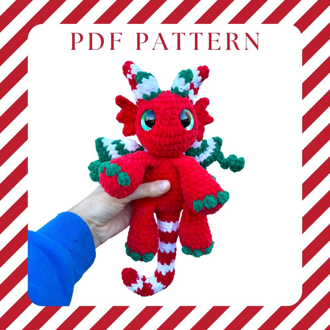 Candace the Candy Cane Dragon / PDF Pattern / Crochet, Amigurumi ...