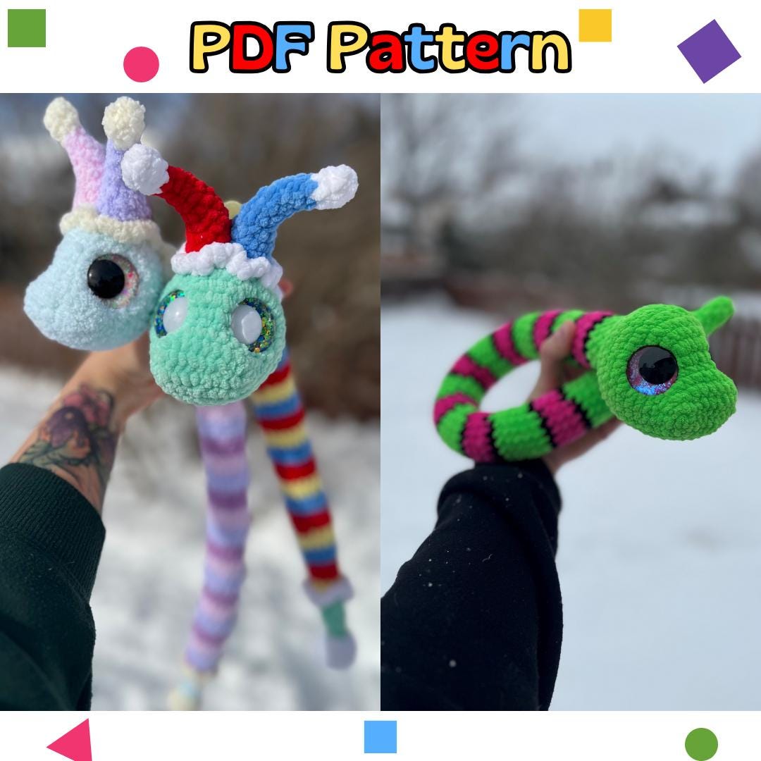 Jinx the Jester Snake / PDF Pattern / LOW SEW Crochet, Amigurumi ...