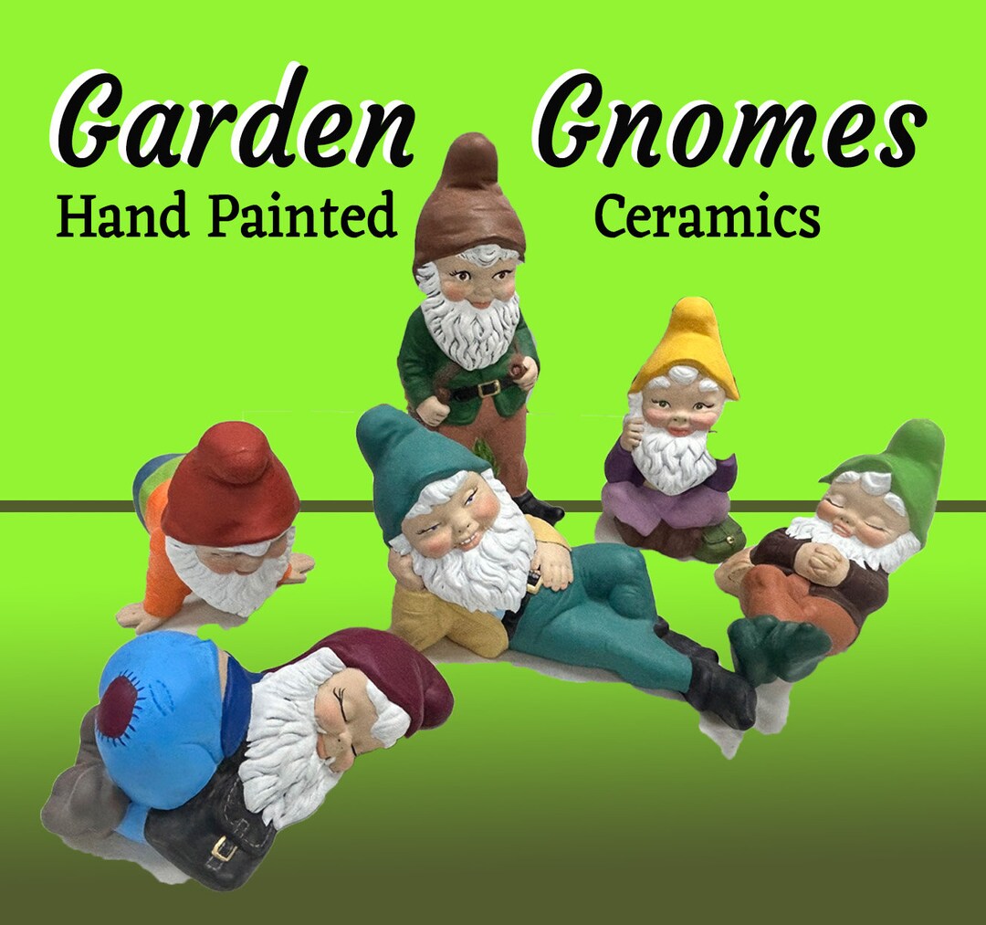 Vintage Ceramic Garden Gnomes Hand Painted, Fairy Garden - Etsy