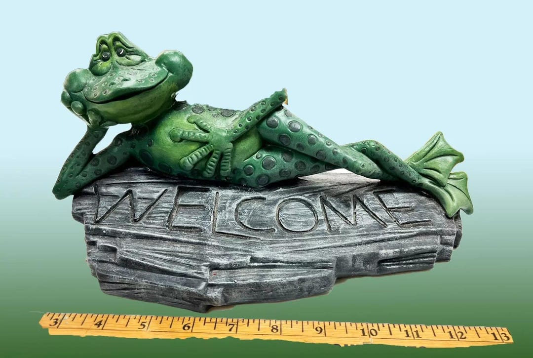 Welcome Frog- Ceramic Hand Painted Vintage - Etsy
