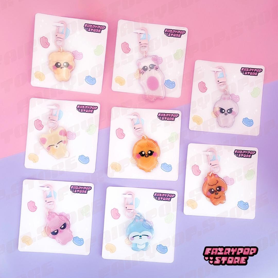 Stray Kids Jelly Skzoo Glitter Keychains Wolfchan Leebit Dwaekki ...