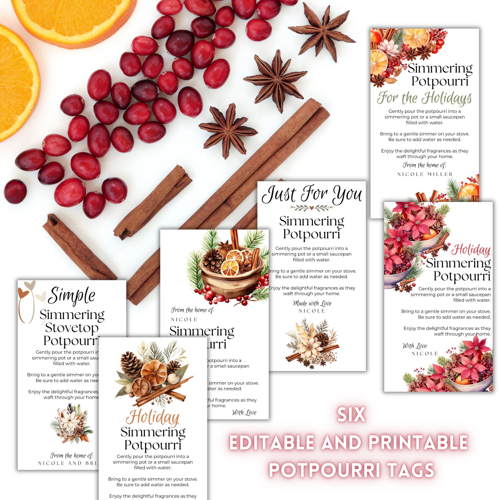 Printable Simmering Stovetop Potpourri Gift Tag Template - Etsy