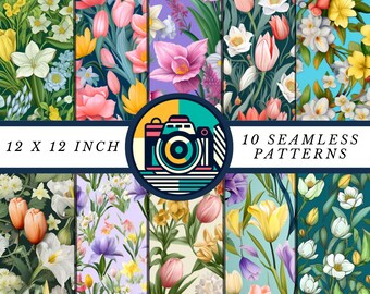 Flowers Digital Paper, Flowers Seamless Pattern, Floral Prints, Flowers ...