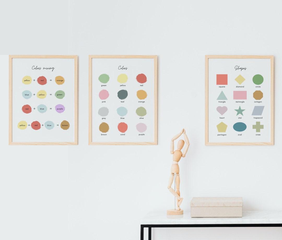 COLORS & SHAPES Posters Educational Nursery Decor Homeschooling Poster ...