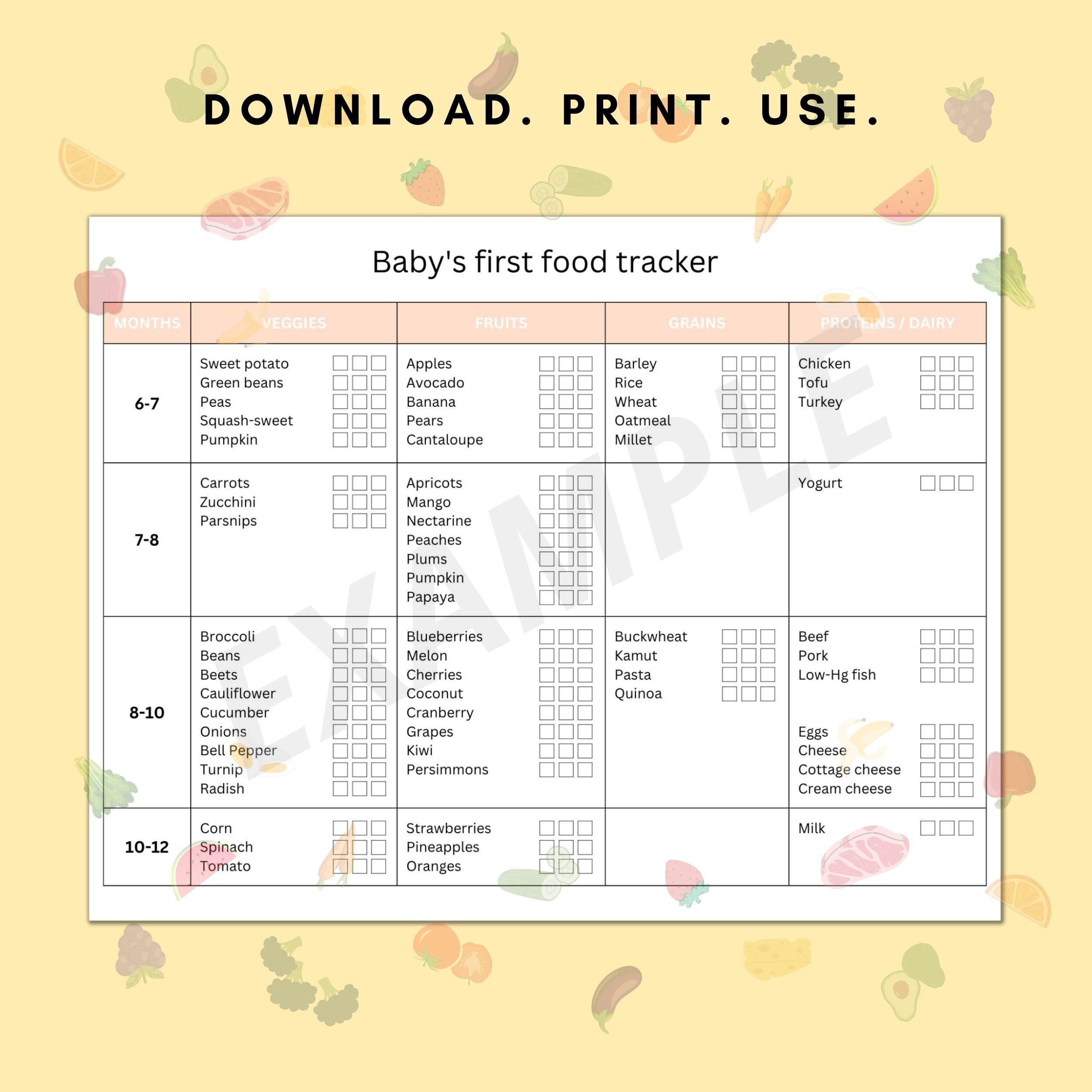 Baby's Solid Food Tracker - Etsy