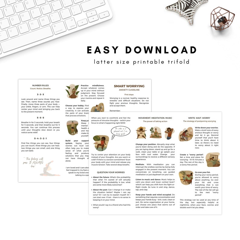 Printable Anxiety Guideline Brochure. Worries and Stress Management ...