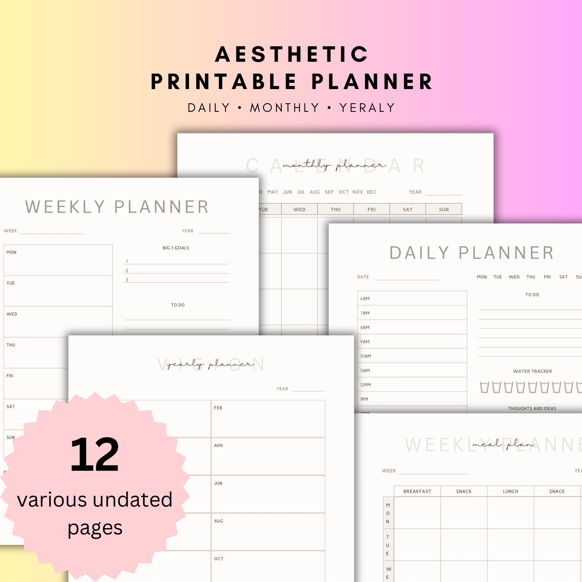 PRINTABLE ADHD Planner for Adults, Minimalist Planner for Work, Daily ...