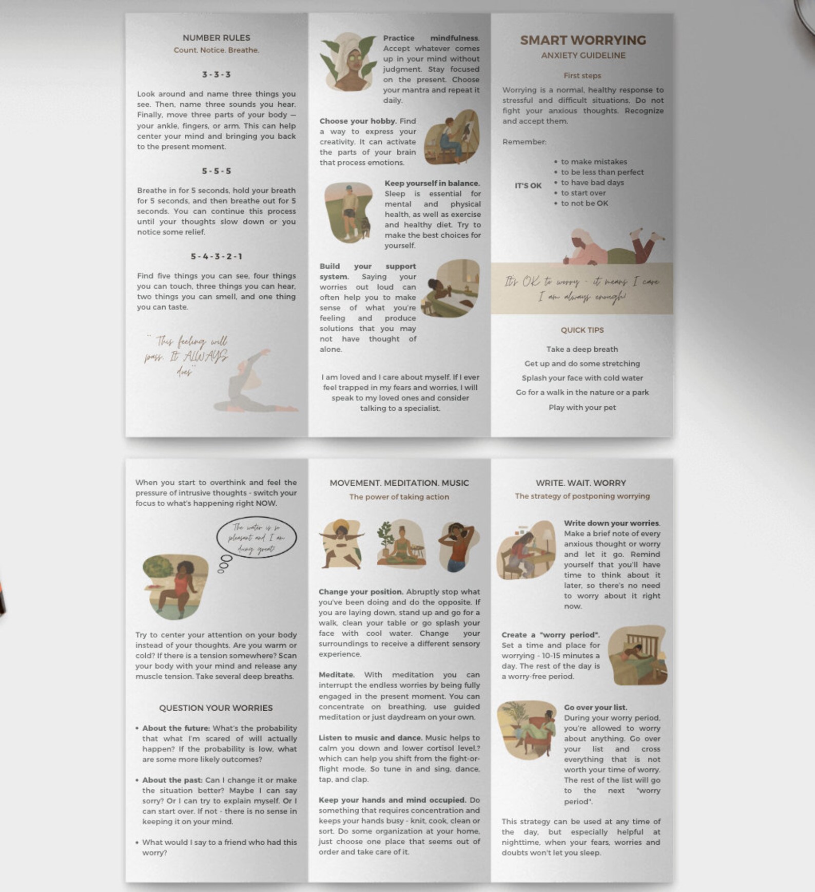 Printable Anxiety Guideline Brochure. Worries and Stress Management ...