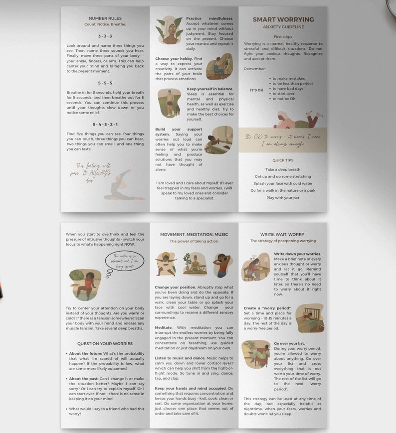 Printable Anxiety Guideline Brochure. Worries and Stress Management ...