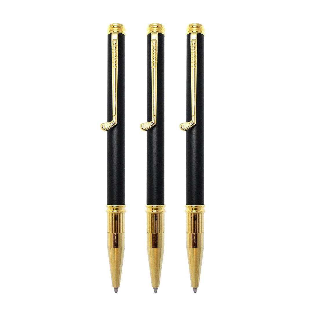 Golf Classic Pens Set, Shiny Gold & Black Barrel, Custom Clip, Belgium ...
