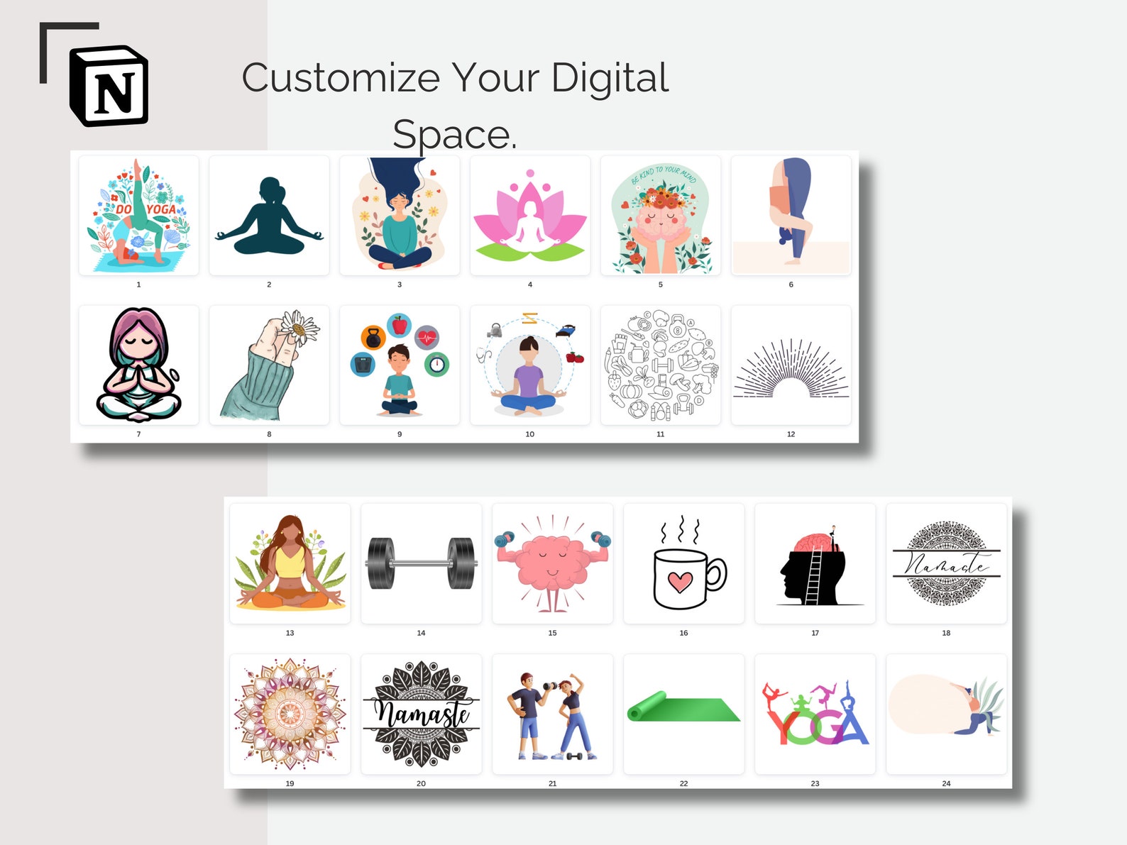 40 Notion Icons | Wellness and Self Care Notion Planner Icons | Notion ...