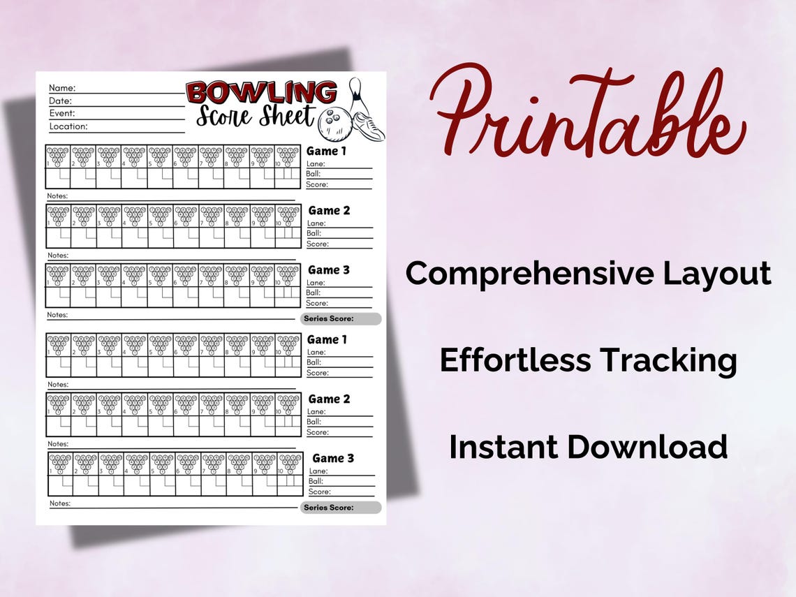 Printable Bowling Score Sheet | Track Your Game With Ease | Perfect for ...