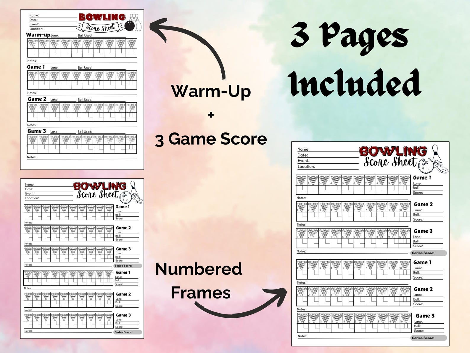 Printable Bowling Score Sheet | Track Your Game With Ease | Perfect for ...