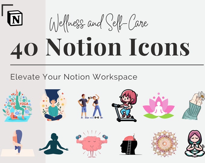 Notion Icons - Digital Sticker Pack PNG for Life Planner, Notion ...