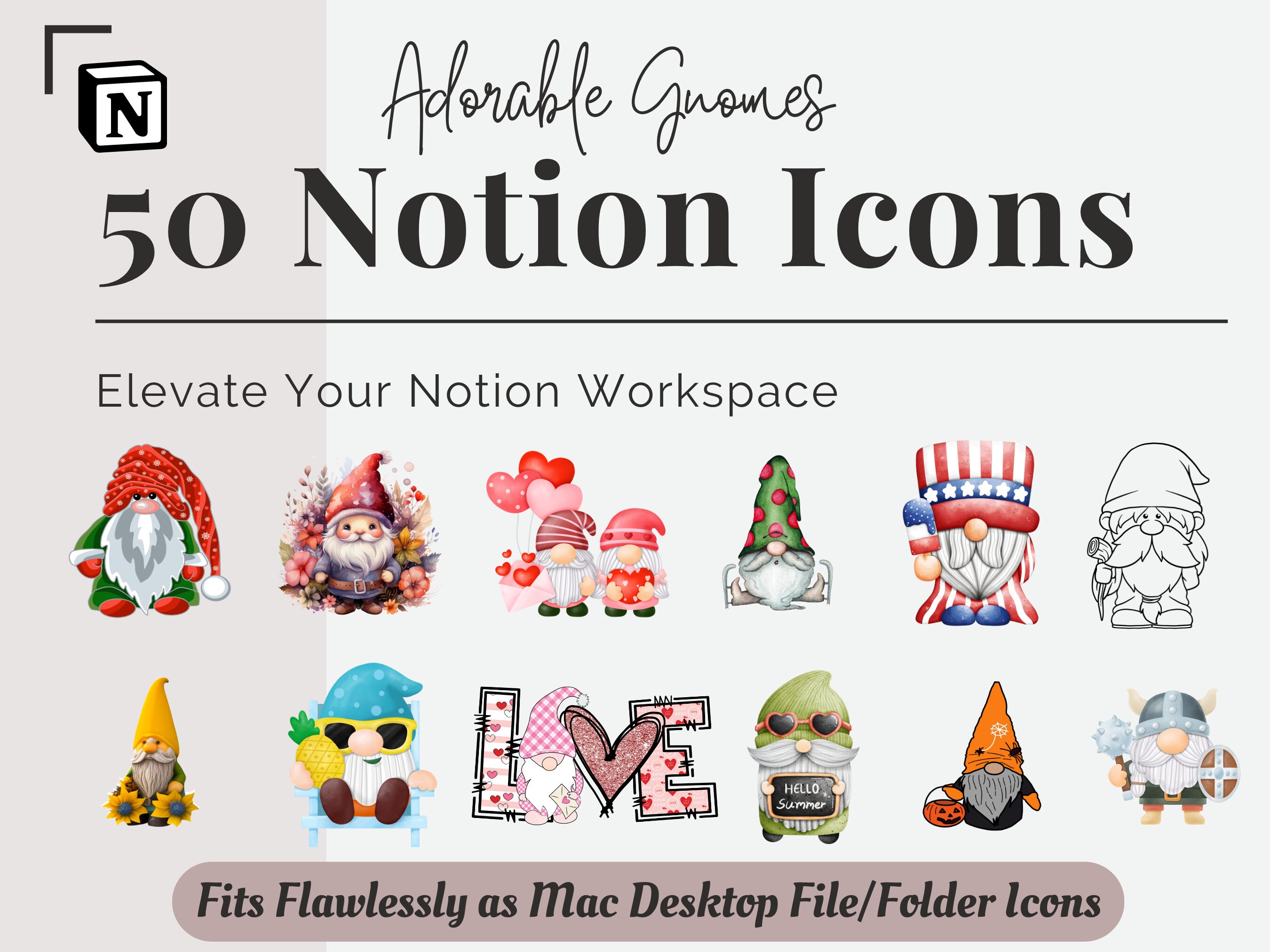 50 Notion Icons | Gnome Notion Planner Icons | Folder Icons for Mac ...