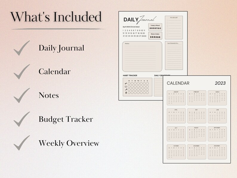 5 Page Daily Journal Digital Template Printable | Elevate Journaling - Etsy
