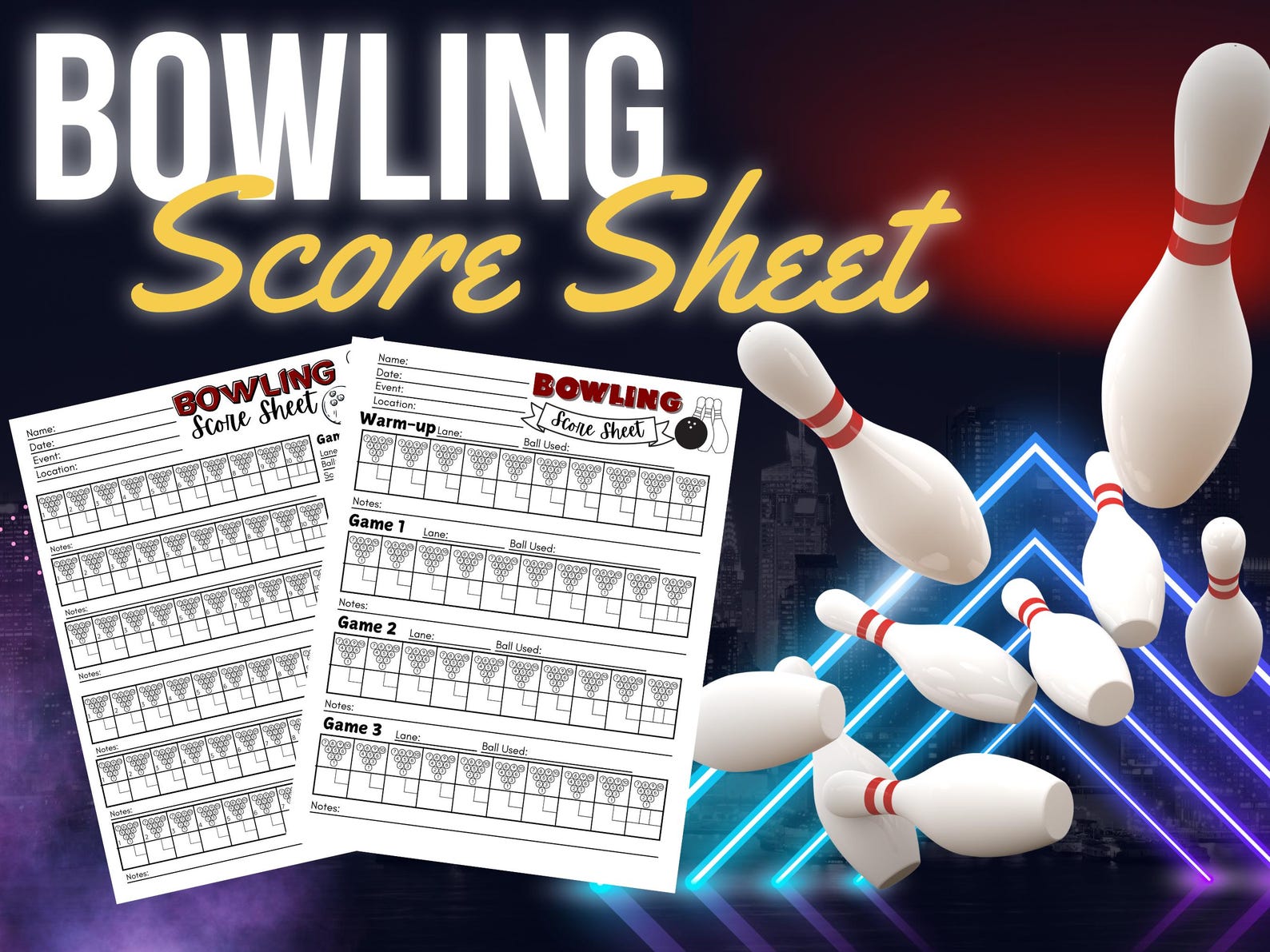 Printable Bowling Score Sheet | Track Your Game With Ease | Perfect for ...